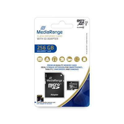 MediaRange SD MicroSD Card 256GB UHS-1 Cl.10 inkl. Adapter, 71,90